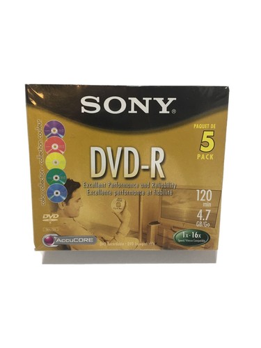 SONY DVD-R Color 5 Pack Color Collection 120min 4.7gb 1x-16x Speed New ...