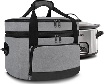 2 Layer Slow Cooker Carrier, Compatible with 6, 7, 8 Quart Crock-Pot ...