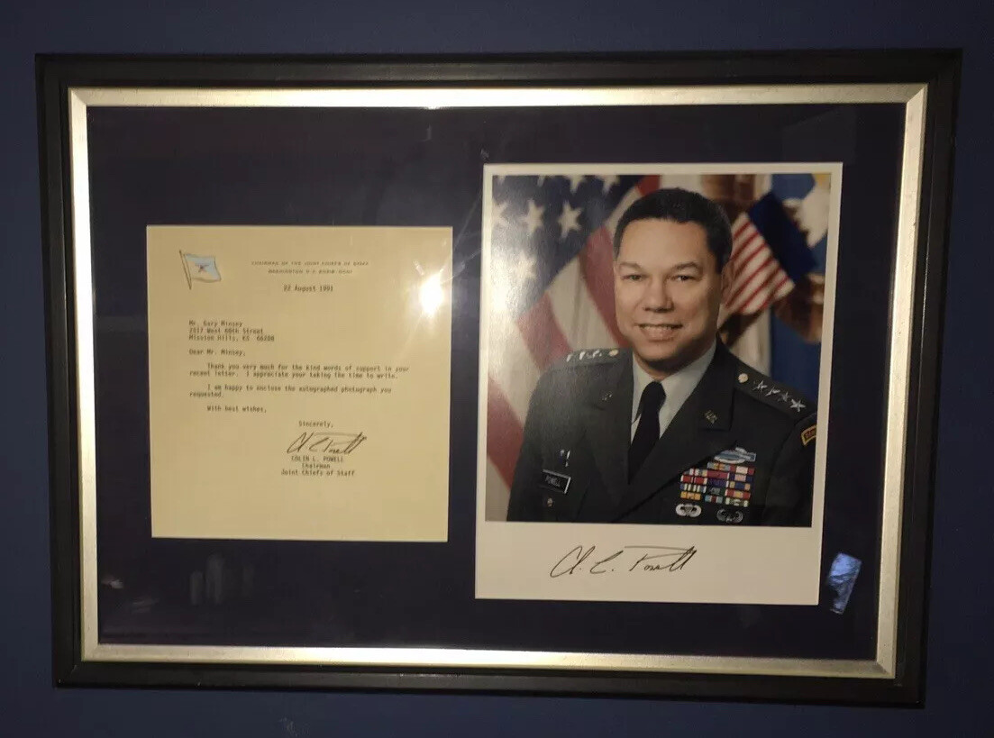 GENERAL COLIN L. POWELL SIGNED AUTOGRAPH PHOTOGRAPH AND LETTER 1991 ...