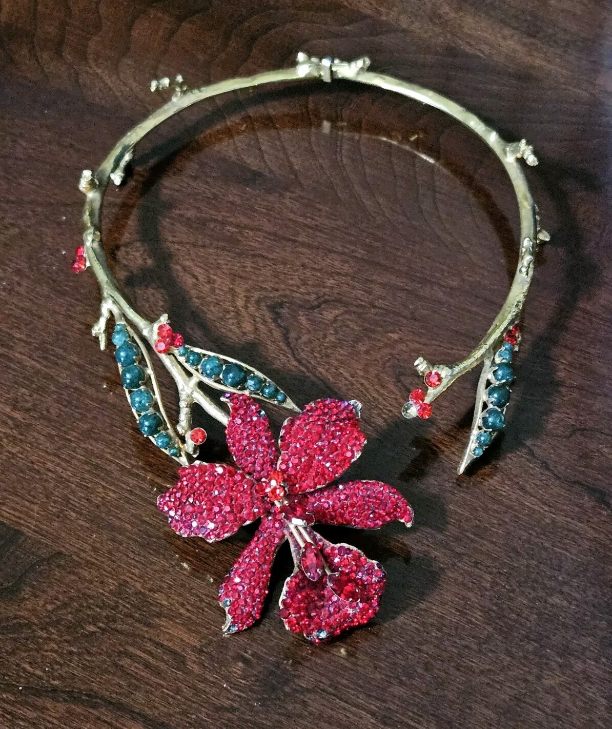 VINTAGE SIMAN TU SUMMER RED ORCHID FLOWER FLORAL LEAF… - Gem