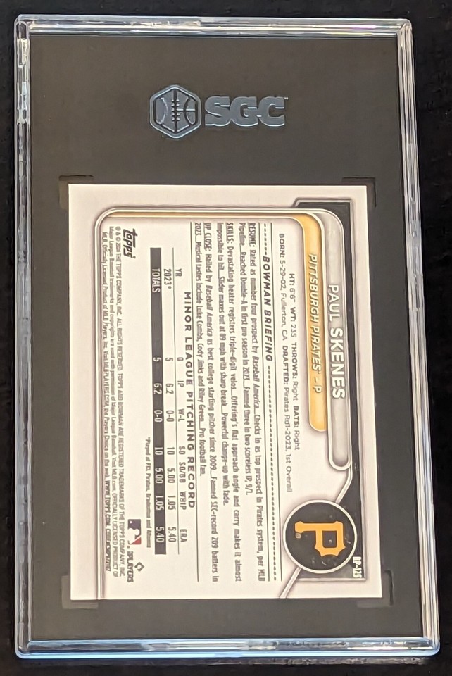 Paul Skenes SGC 8 - 2024 Bowman Prospect #BP-125 - Pirates | eBay