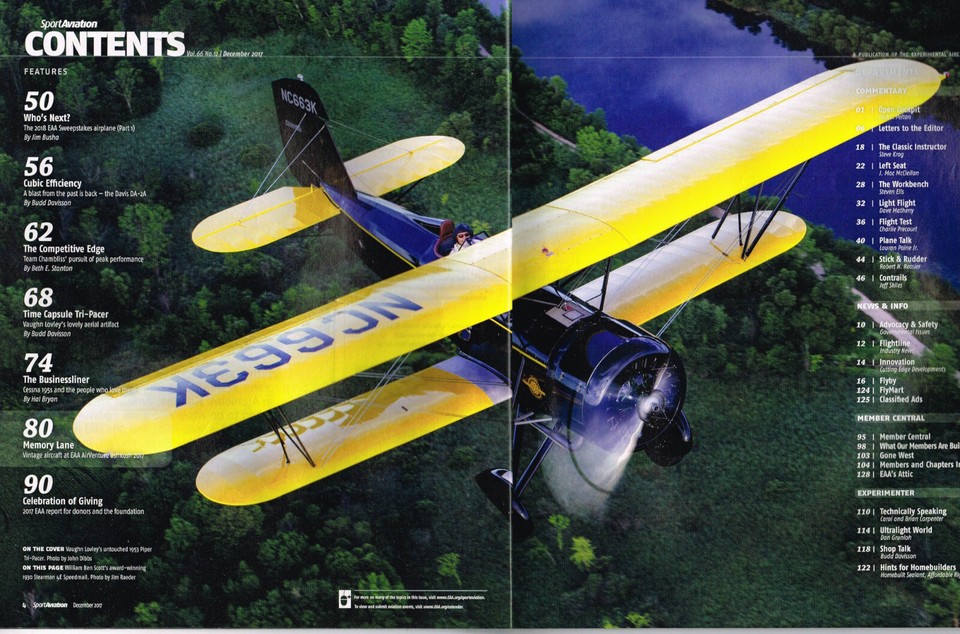 SPORT AVIATION Magazine December 2017, Davis DA-2A, Piper Tri-Pacer | eBay