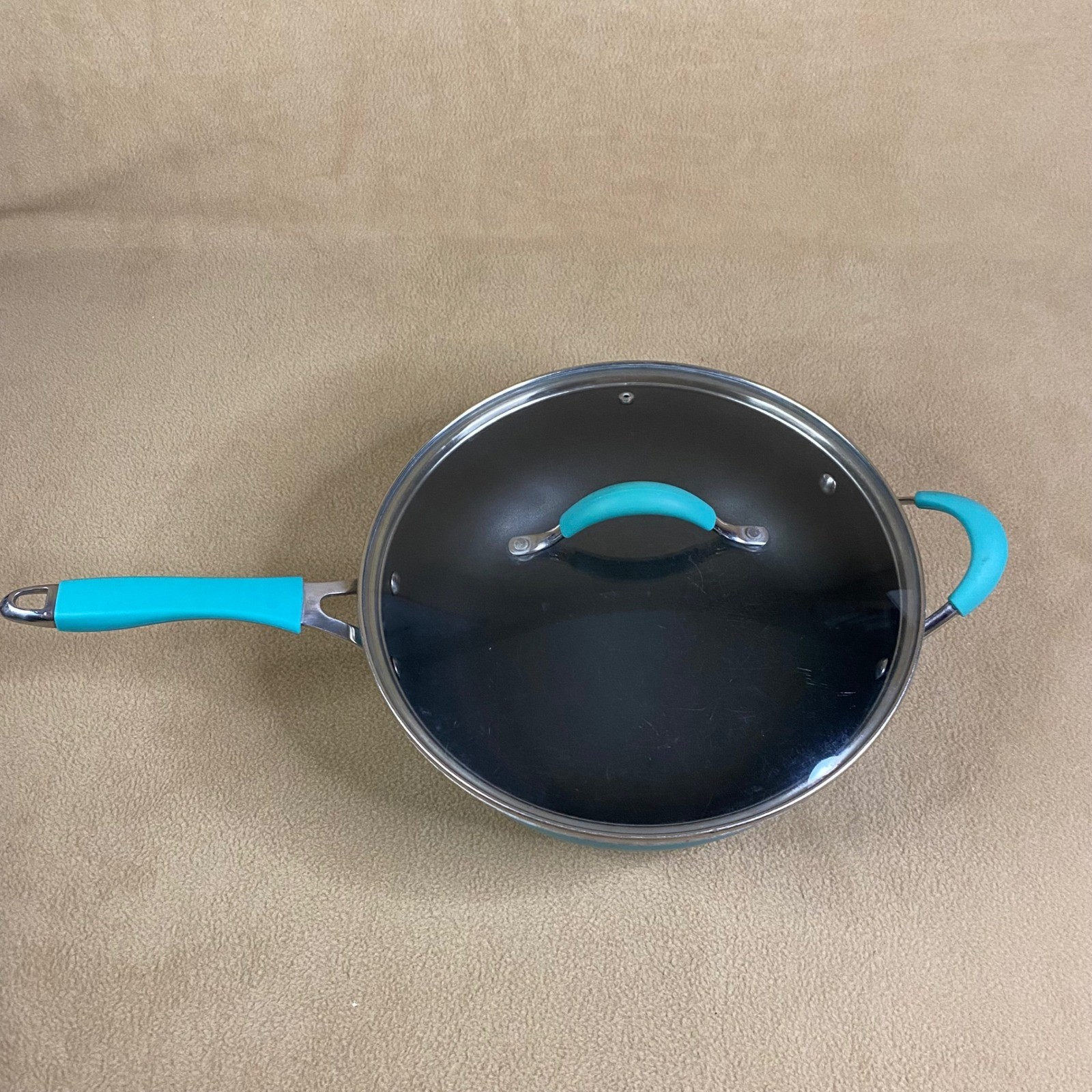 The Pioneer Woman Frontier Speckled Turquoise Pan w/ Lid Cookware Non ...