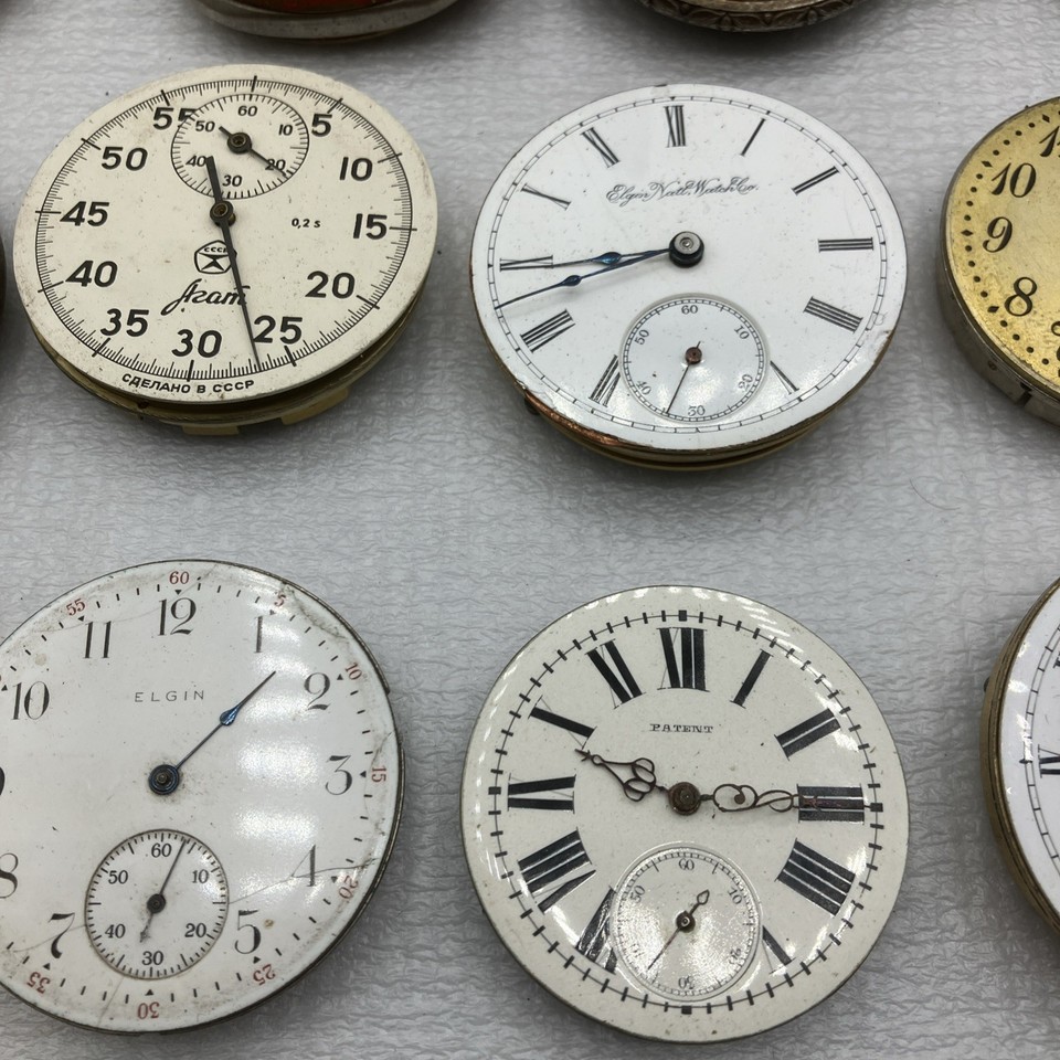 Lot Of Mechanical Pocket Watches Stopwatch And Parts For Repair Parts ...