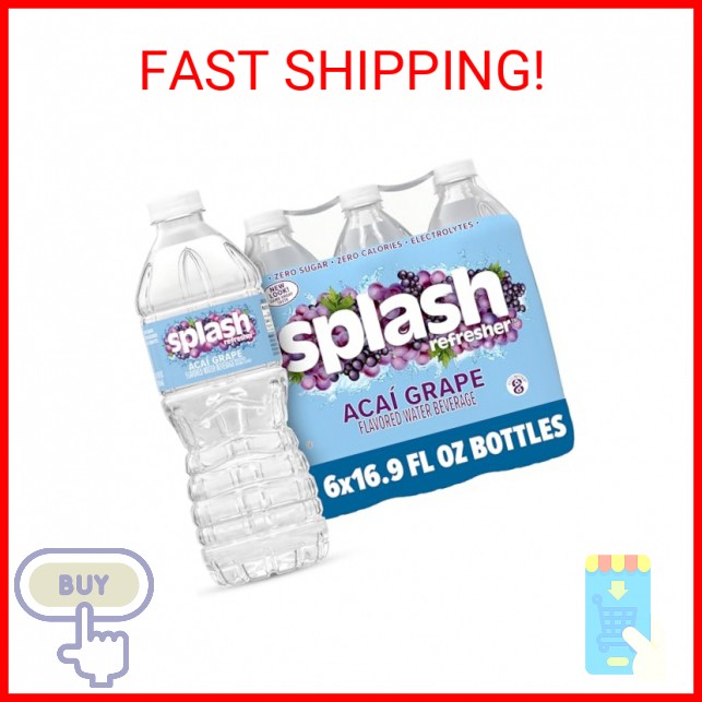 Splash Refresher Flavored Water Bottles, Acai Grape Flavor - 6-Pack, 16 ...