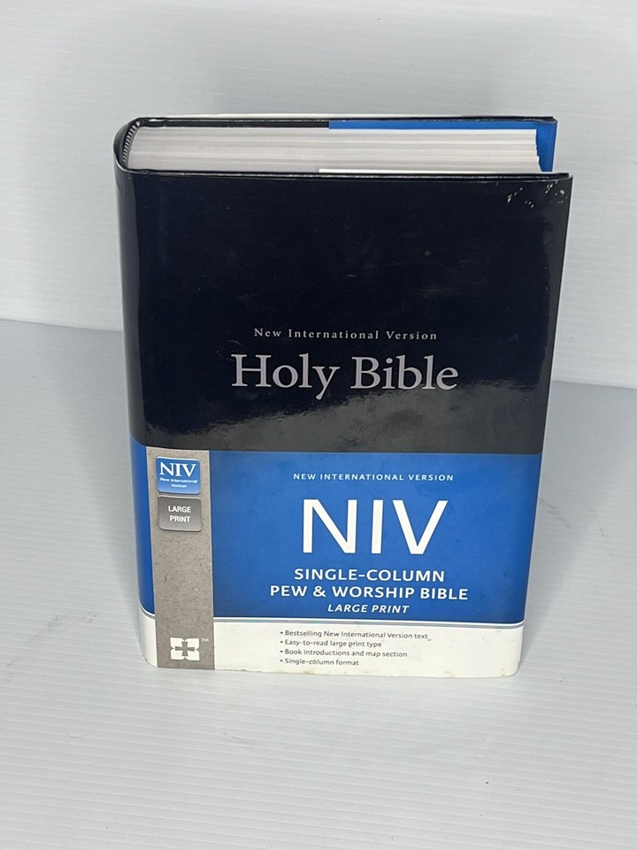NIV, Single-Column Pew and Worship Bible, Large Print (Hardcover, Blue ...