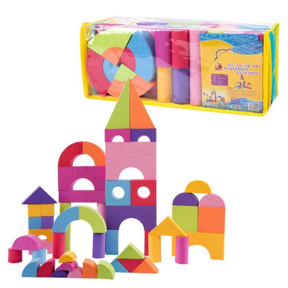 50 Pieces Non- Foam Bright Colored Building Blocks Set | eBay UK