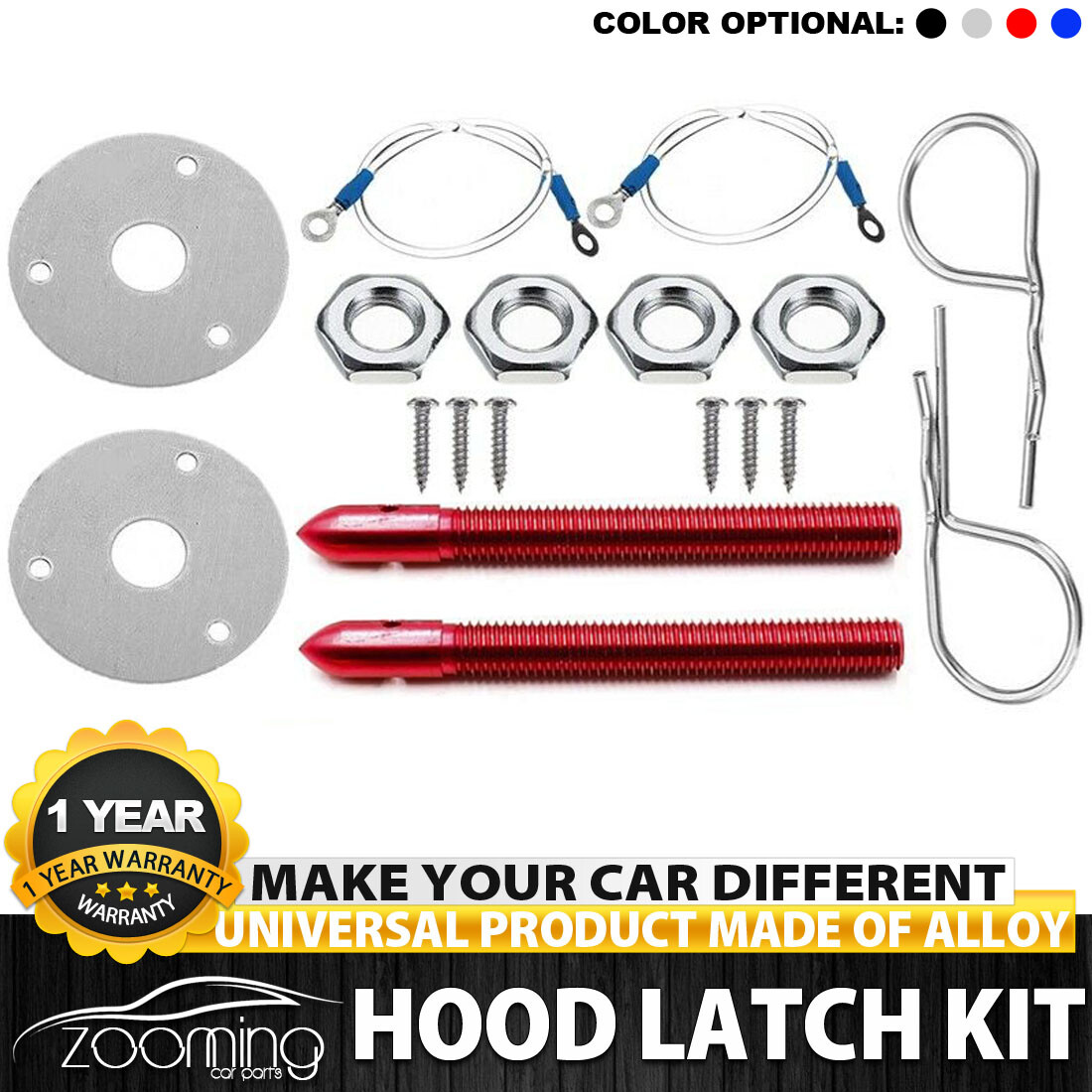 Universal Muscle Car Hair Locking Pin Style Hood Pin Latch Set Lanyard ...