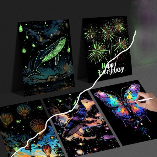 4pcs Scratch Art for Kids & Adults, Rainbow Engraving Painting ...