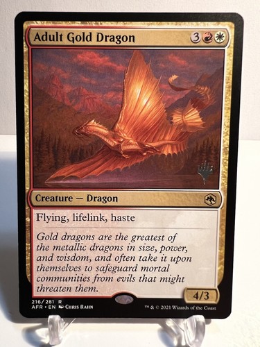 MTG Adult Gold Dragon (216) NM-Mint, PROMO Adventures in the Forgotten ...