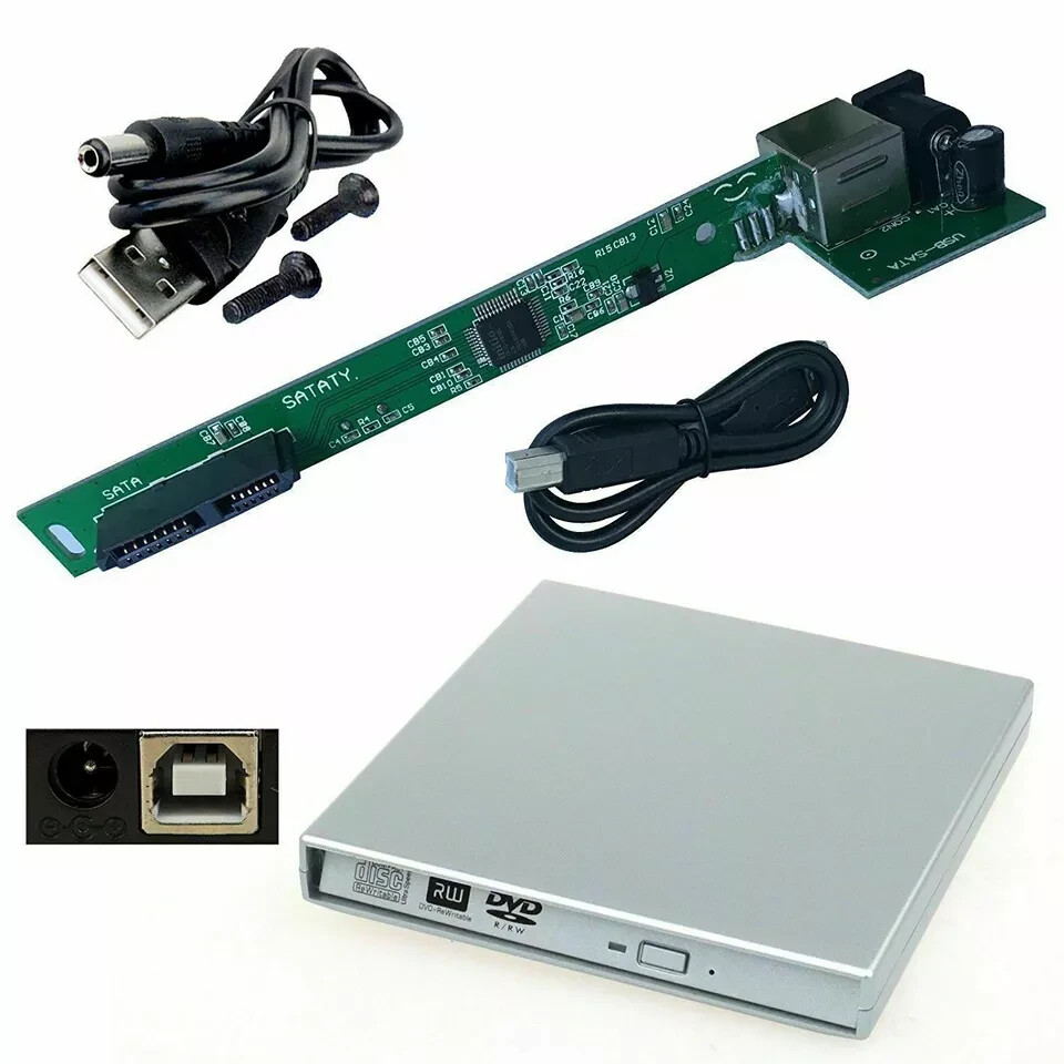 External CD DVD Drive Caddy USB to SATA RW ROM Enclosure for Laptop ...