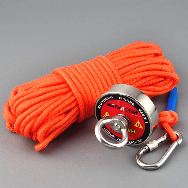 300KG Strong Fishing Magnet N52 D75mm 20m Rope for Salvage & Outdoor ...