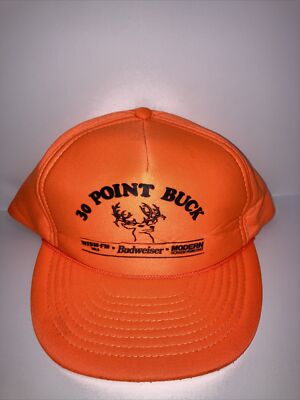 Vintage Hunting Neon Orange Otto Cap Miller 30 Point Buck Trucker Hat ...