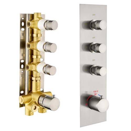 3 Way Shower Diverter Valve Brushed-Nickle, 3 Function Thermostatic ...