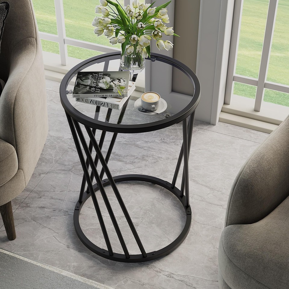 Round Side Table, Modern End Tables for Living Room Office Small Spaces ...