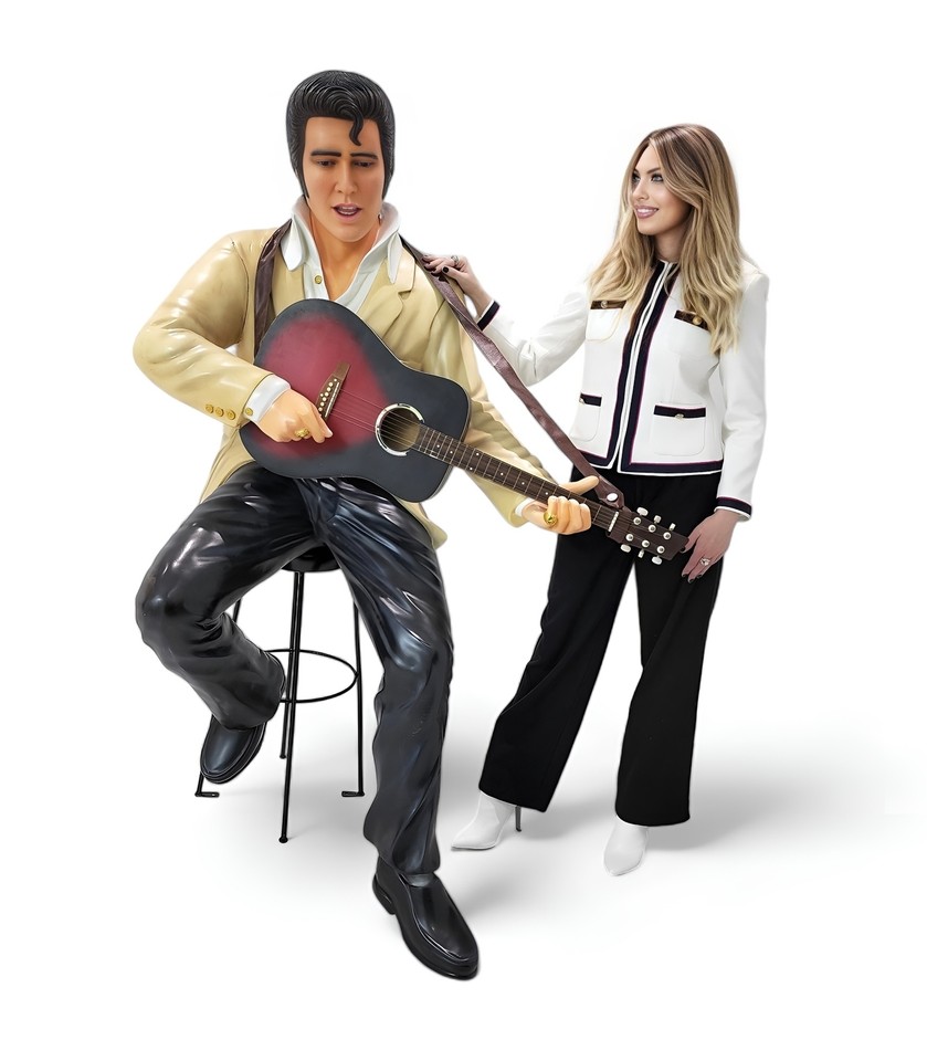 Elvis Statue - Life Size - Elvis Statue Sitting On Stool Life Size | eBay