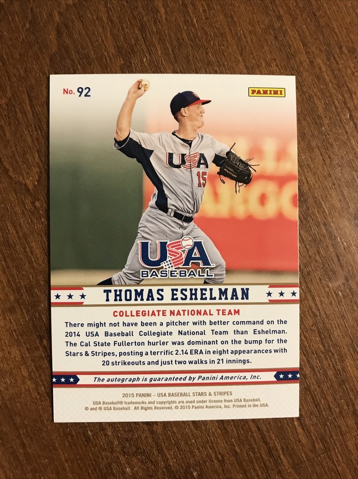 Thomas Eshelman 2015 USA Baseball Stars Stripes Longevity Auto #92 ...
