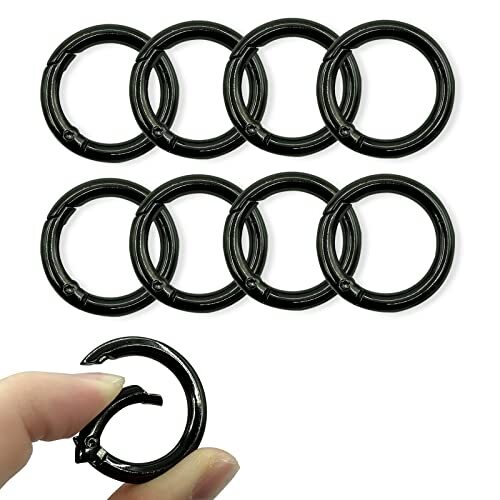 Spring O Rings Keyring Buckle 8pcs Round Carabiner Snap Clip Key Ring ...