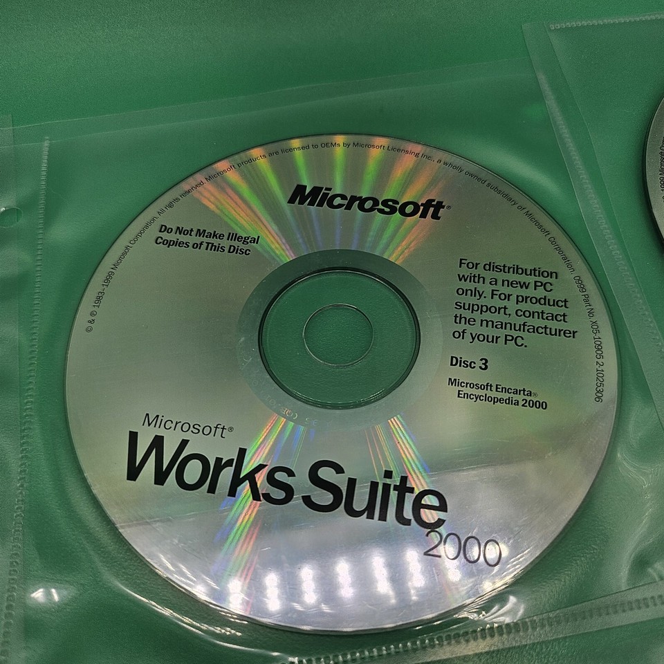 Microsoft Works Suite 2000 - Complete 7 Disc PC CD-ROM Excellent ...