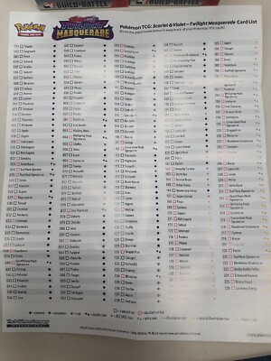 Pokemon Twilight Masquerade Set Card List / Checklist [UK Seller] | eBay