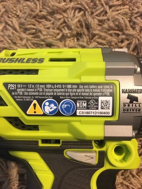 Ryobi P251 18V Brushless Hammer Drill - Yellow for sale online | eBay