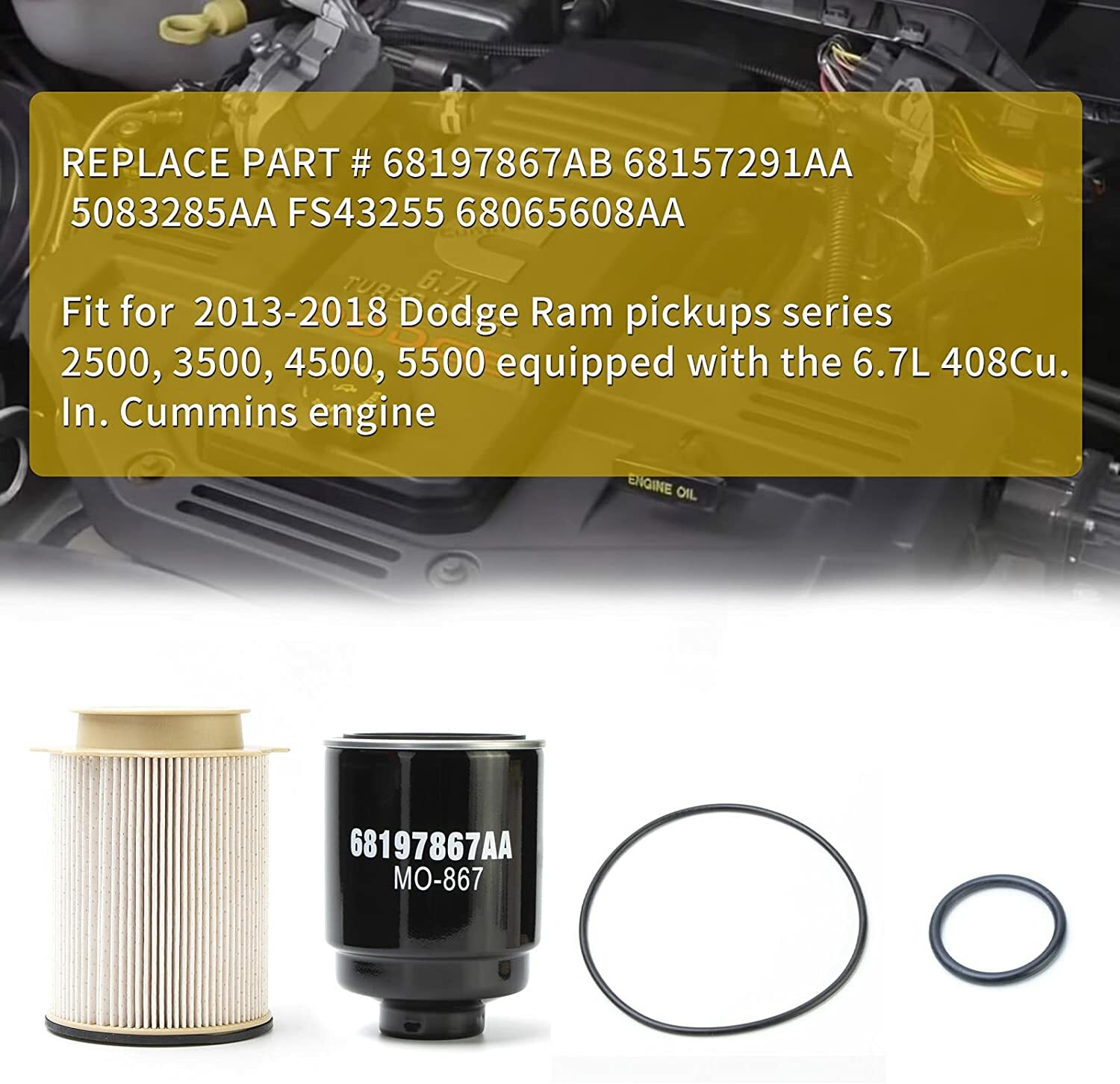 Diesel Fuel Filter Water Separator Kit for Dodge RAM Cummings ...