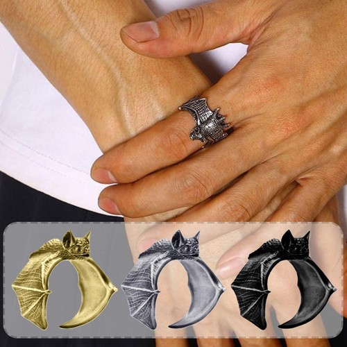 Women Men Vintage Gothic Bat Rings Adjustable Bat Open Jewelry' Rings ...