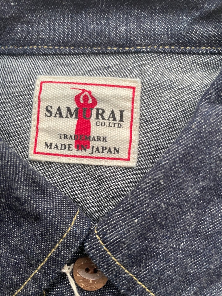 SAMURAI JEANS SWD-L01 SELVEDGE DENIM WESTERN SHIRT Indigo M L XL XXL ...