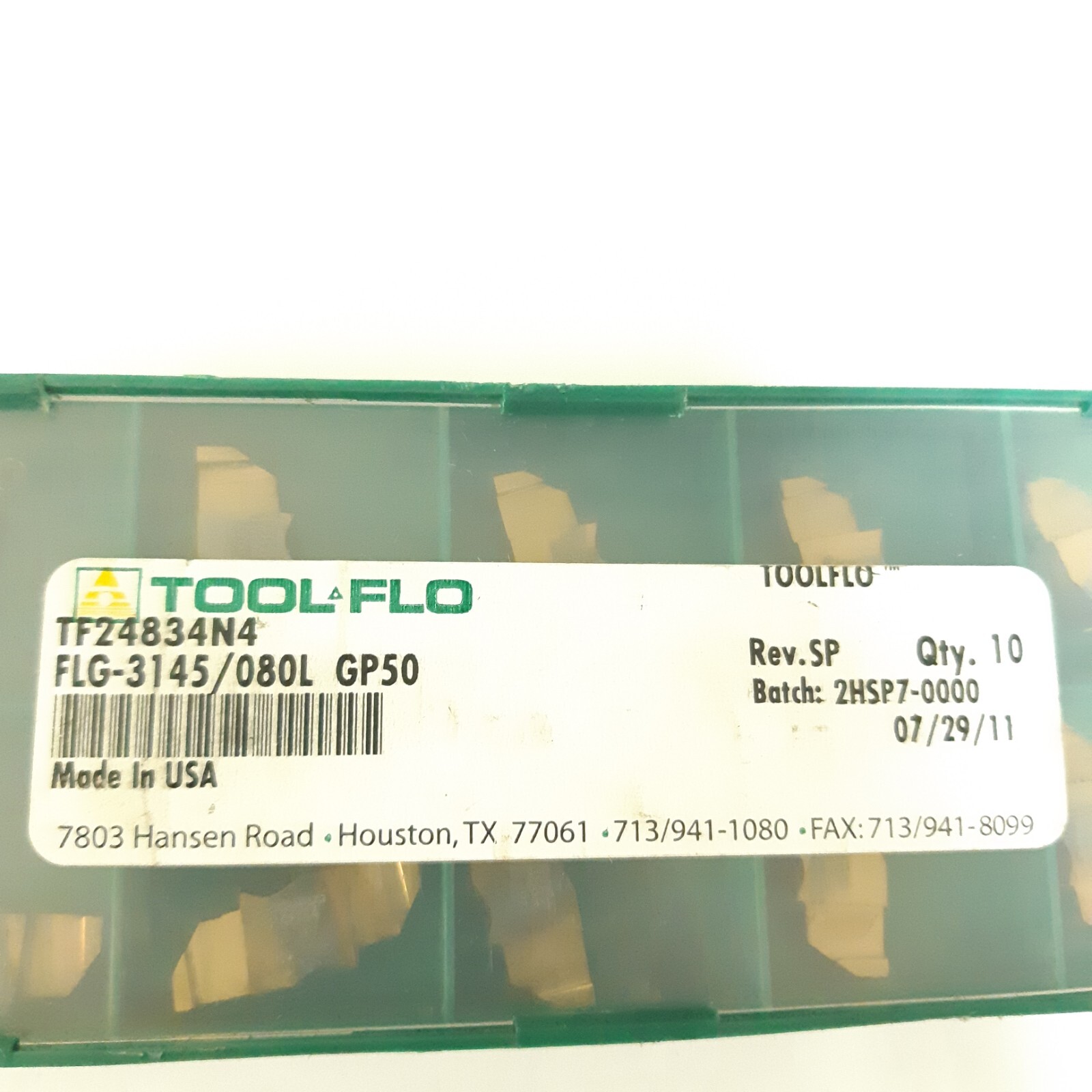 Tool-Flo Top Notch FLG-3145/080L GP50 Carbide Grooving Insert TF24834N4 ...