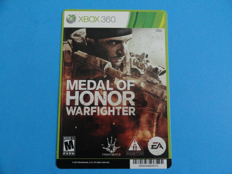 XBOX 360 MEDAL OF HONOR WARFIGHTER BLOCKBUSTER VIDEO BACKER CARD 5"X8 ...