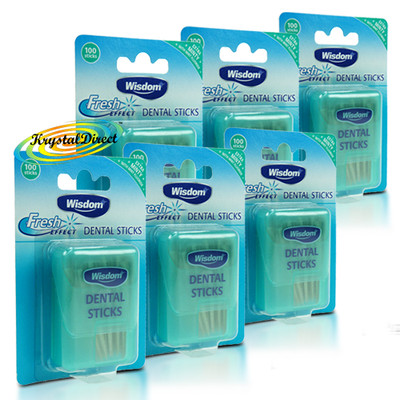 6x Wisdom Fresh Effect Fluoride Mint Dental Wood Sticks 5028763008526 ...