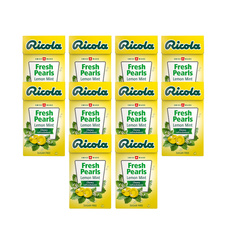 10 pcs Ricola Herbal Sugar Free Fresh Pearls Lemon Mint Chewy ...