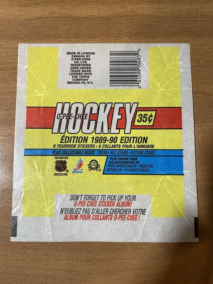 1989/90 OPC O-Pee-Chee NHL Hockey Sticker Wax Pack Wrapper | eBay