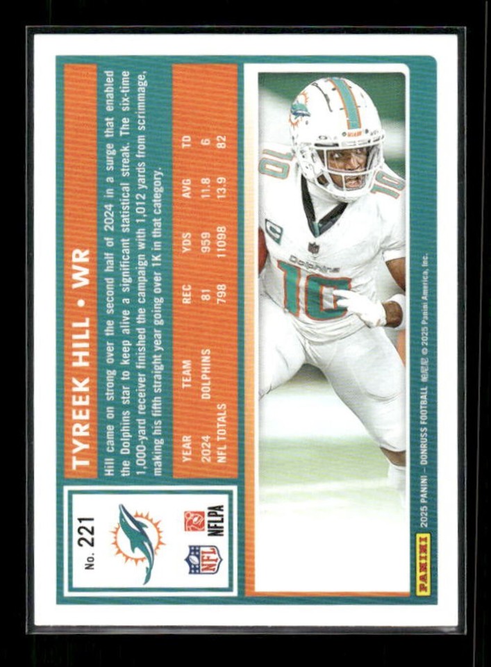 Tyreek Hill - 2025 Donruss Football - Purple Press Proof | eBay