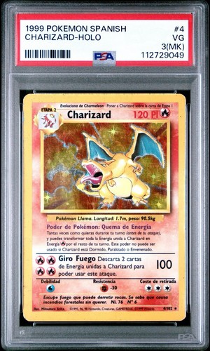 PSA 3(MK) Charizard - Base Set Unlimited Spanish Holo (4/62) Pokemon ...