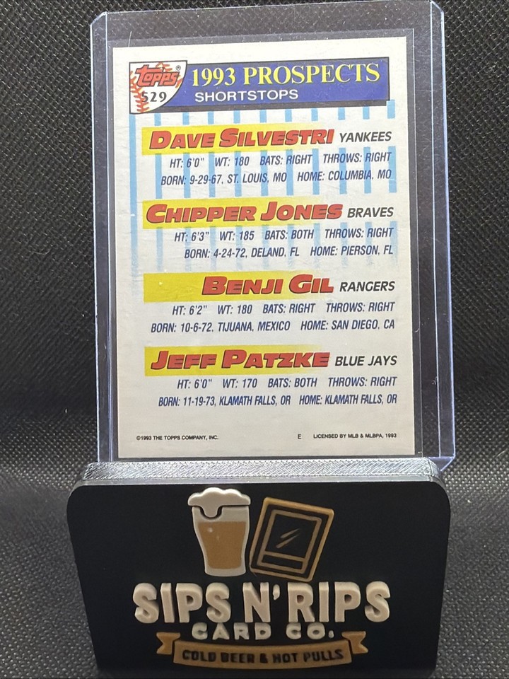 1993 Topps: #529 Chipper Jones Top Prospects RC NM-MT OR BETTER | eBay