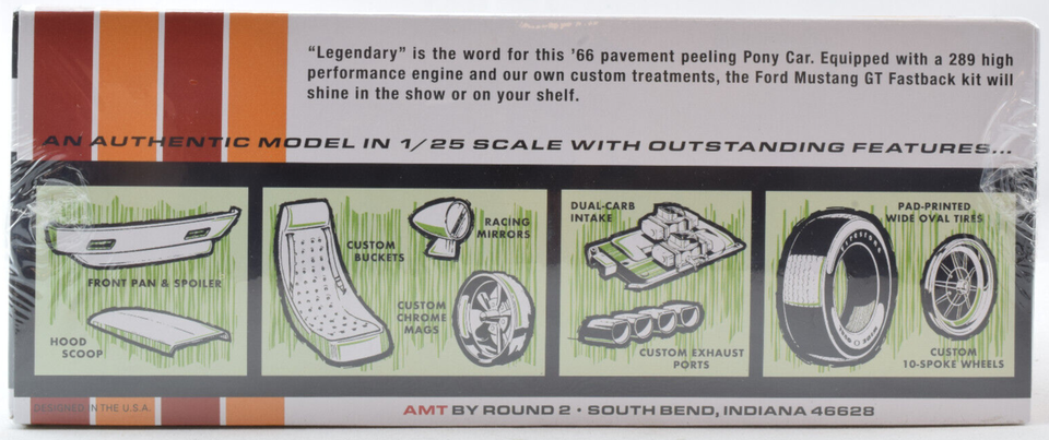 AMT 1966 Ford Mustang GT Fastback 2+2 1:25 Scale Plastic Model Car Kit ...