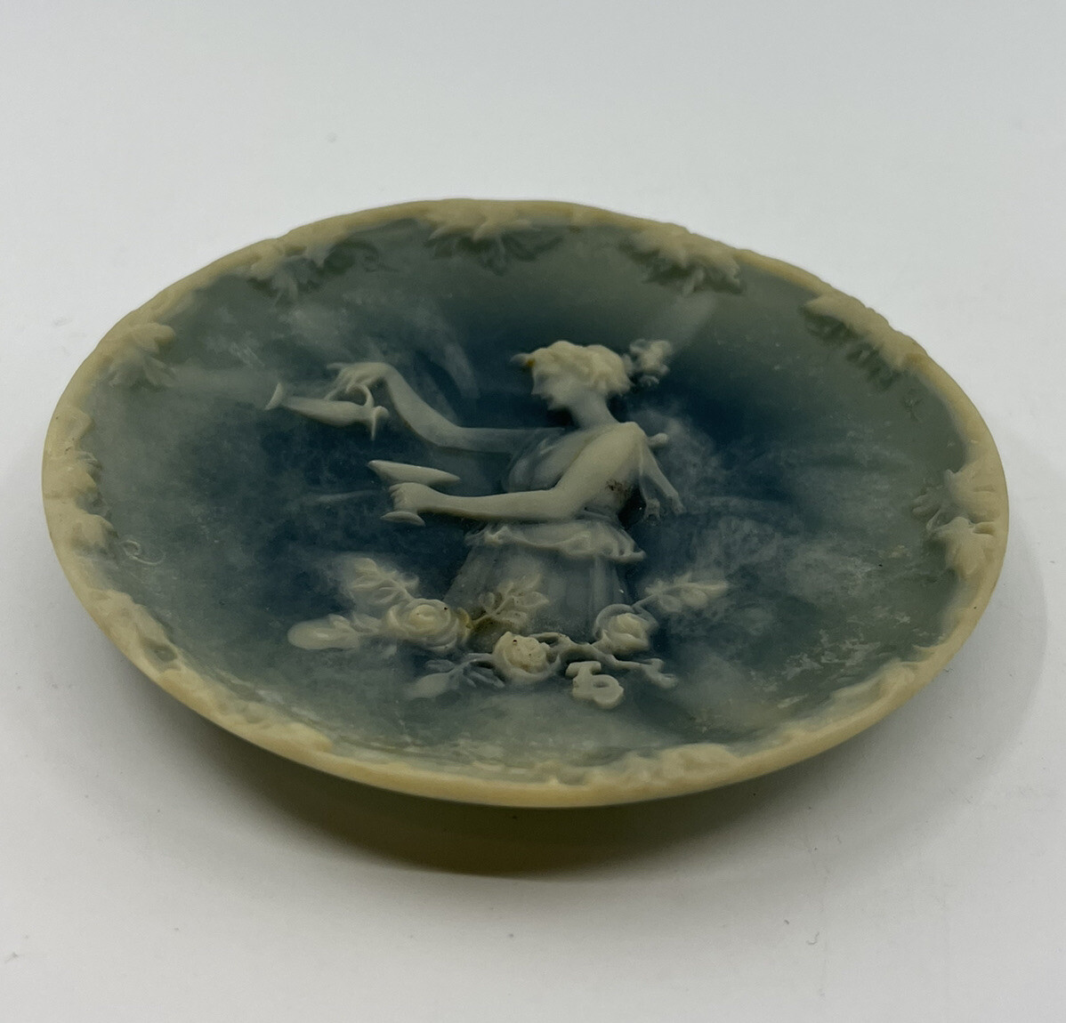 Vintage Incolay Studios Handcrafted Small Stone Plate Blue And White | eBay