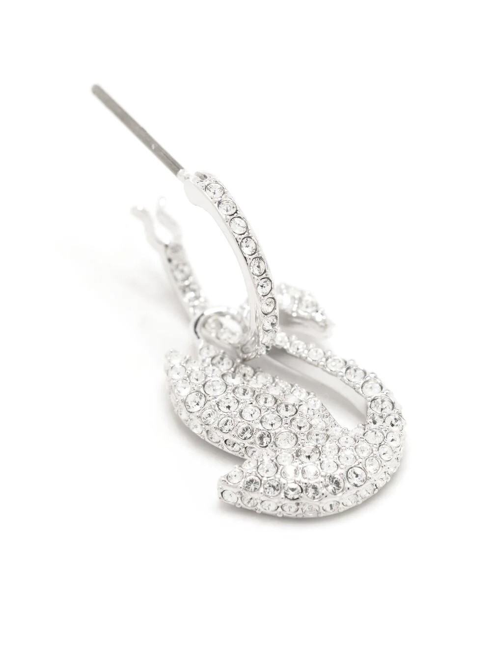 New Women's SWAROVSKI 5647545 White Crystals Iconic Swan Mini Hoop Drop ...