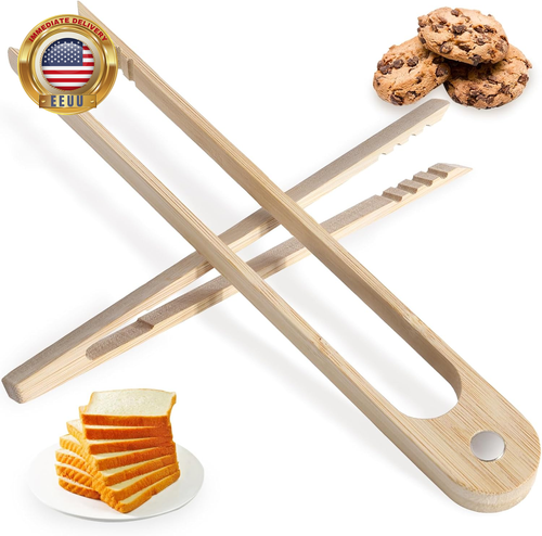 Bamboo Toaster Tongs & Toast Tongs for Cooking - 8.6" Magnetic + 7.1 ...