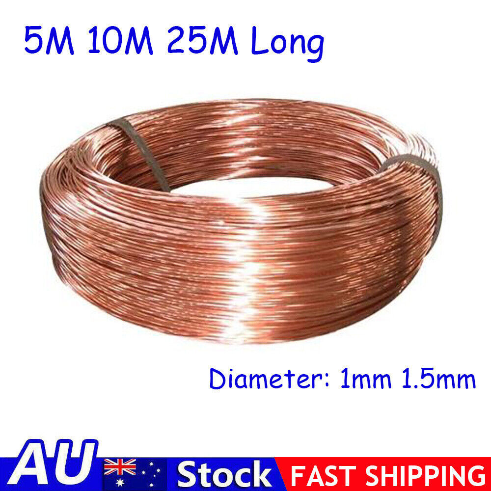AU Pure Bare Copper Wire Uncoated Cable 1mm=19G 1.5mm=14G Jewellery ...
