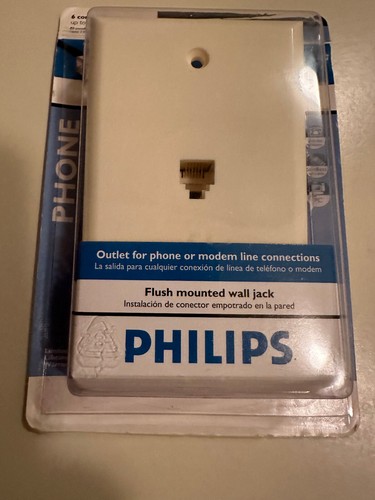 Philips Phone or Modem Outlets Jack Wall Plate 6 conductor SDJ6650W/17 ...