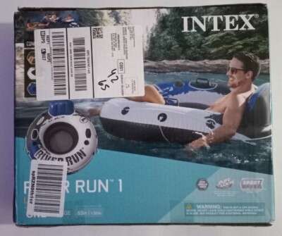 INTEX RIVER RUN 1 Lounge Inflatable Floating Water Tube BLU/WHT - NEW ...