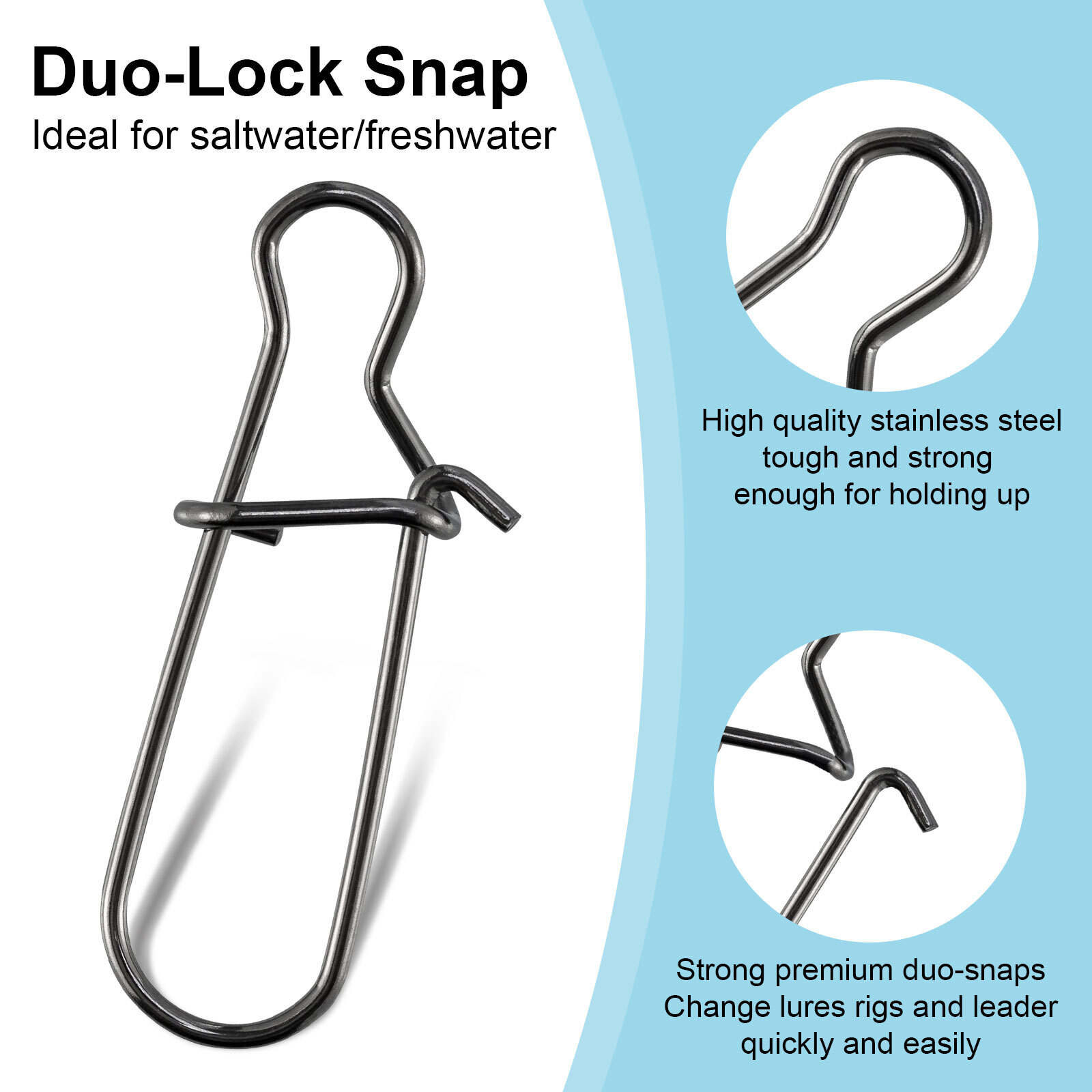 200Pcs Fishing Snaps Fish Duo Lock Snap Stainless Steel Quick Change ...