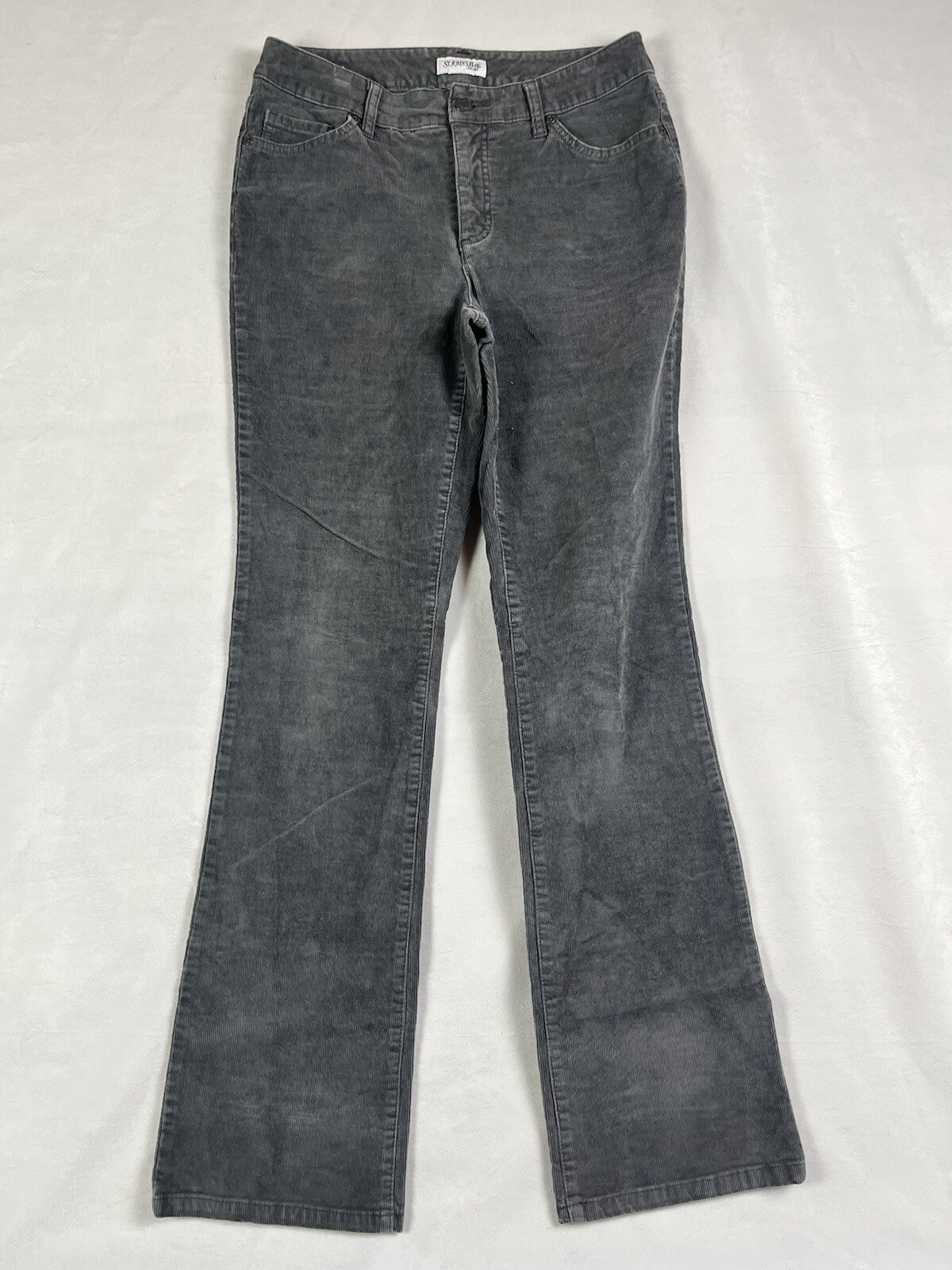 St Johns Bay Corduroy Pants Womens Size 6 Gray Straight Fit Slender ...