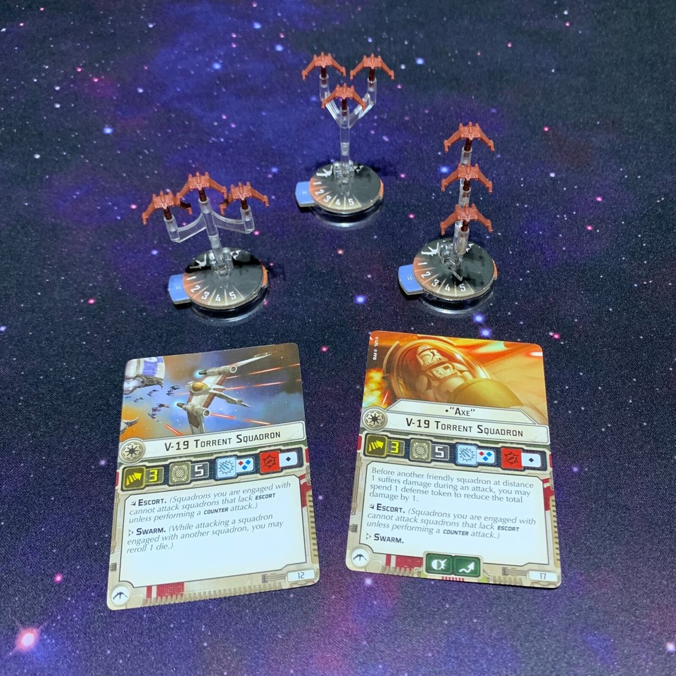 star wars armada V-19 torrent squadron fighters w/ cards fantasy flight ...