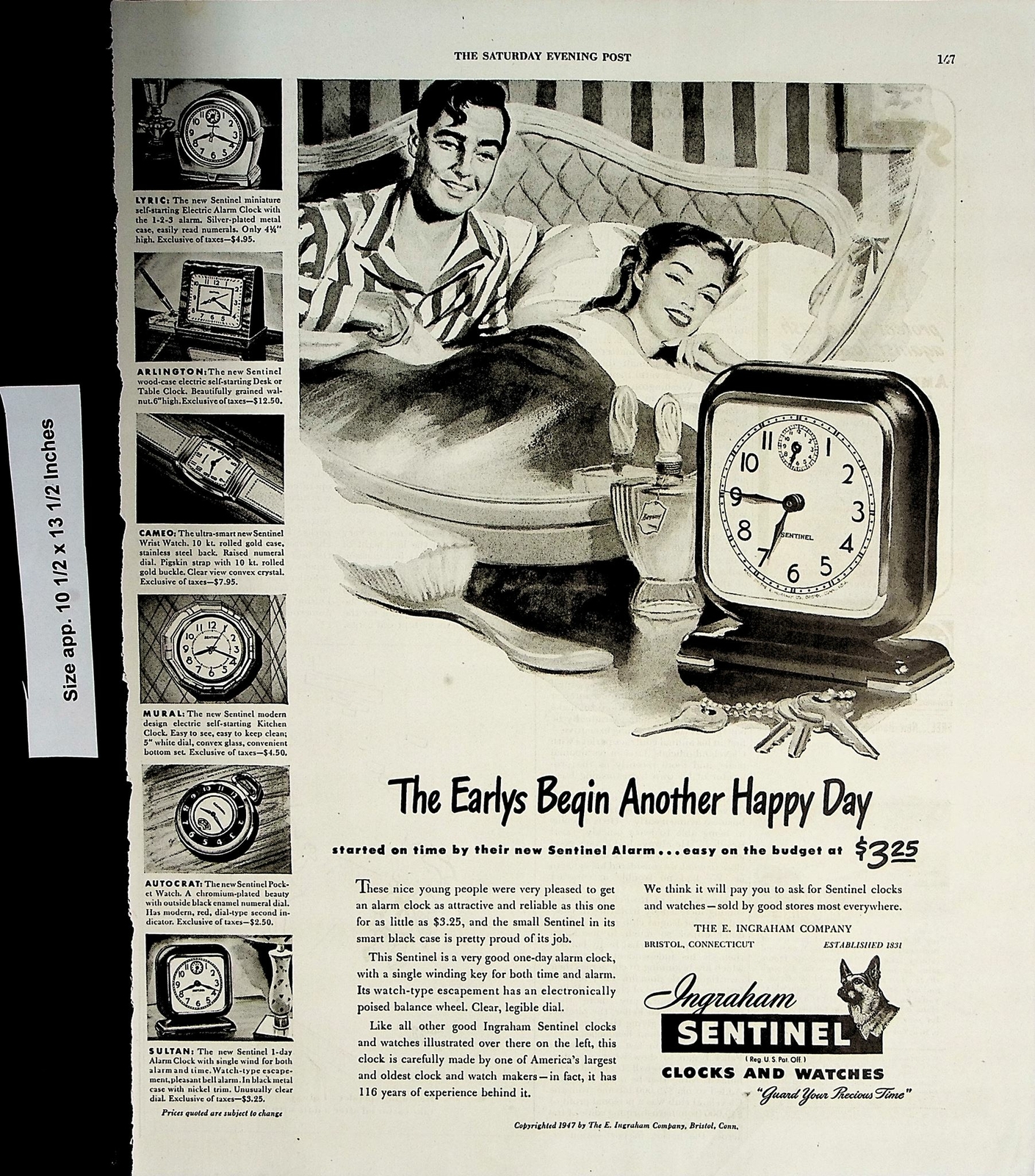 1947 Sentinel Clocks and Watches Alarm Clock Vintage Print Ad 5501 | eBay