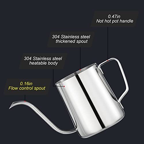 Pour Over Kettle Gooseneck Spout Coffee Tea Pot 12oz Hanging Ear Hand ...