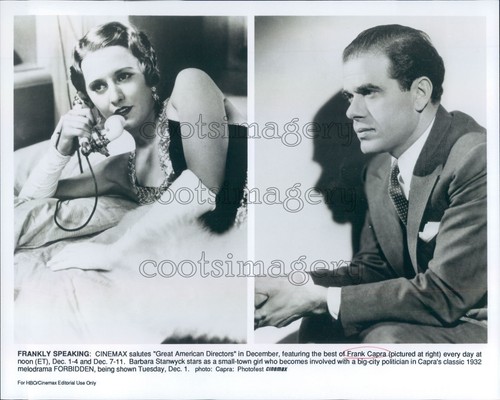 Press Photo Movie Director Frank Capra Actress Barbara Stanwyck ...