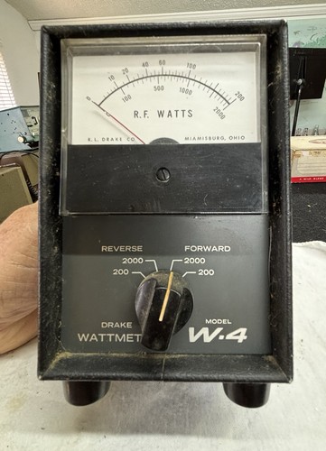 Drake W-4 Wattmeter 200 and 2000 Watt Scale Watt Meter Ham Radio W4 HF ...